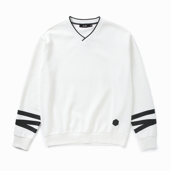 [ELOQ] (남) 루즈핏 소매프린트 V넥 맨투맨 | B166MST129M